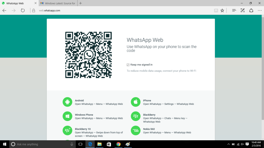 Whatsapp Now Available In Windows 10 On Microsoft Edge