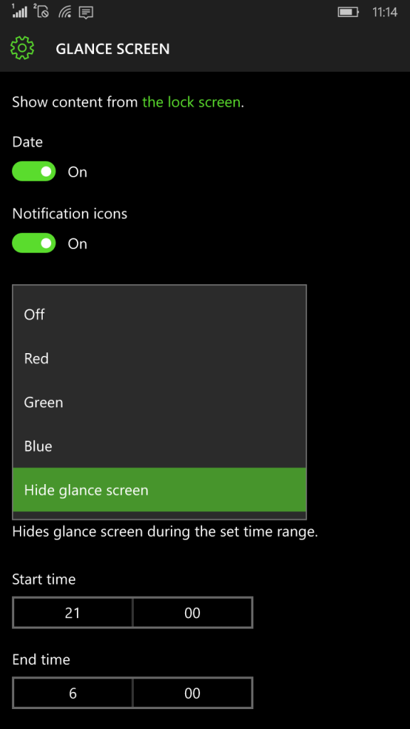 How To Use Glance Screen On Windows 10 Mobile