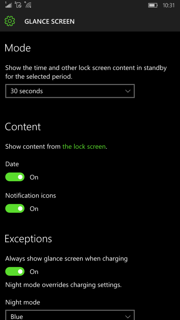 How To Use Glance Screen On Windows 10 Mobile