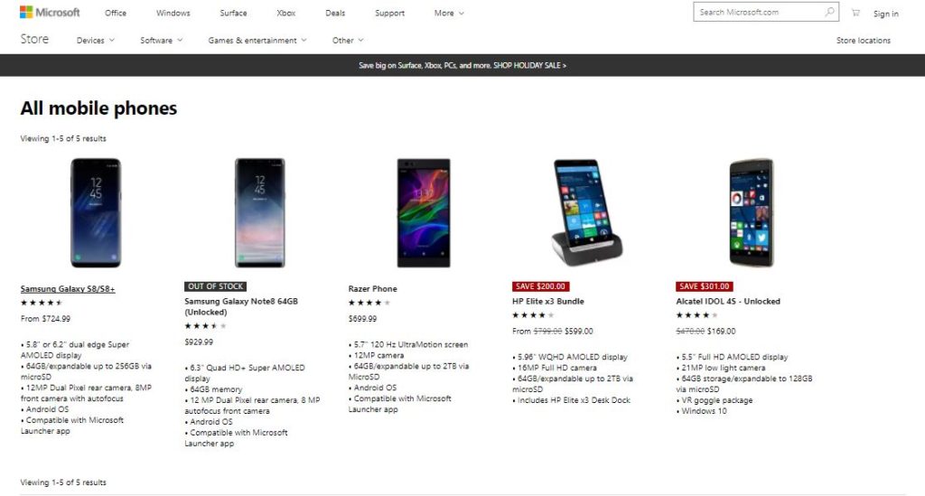There are more Android phones than Windows Phones in the Microsoft Store