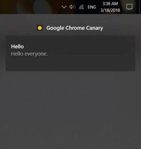 Google Chrome Canary updated to support Windows 10's Native Notification