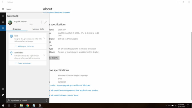 Cortana's Notebook new look is now available for everyone on Windows 10