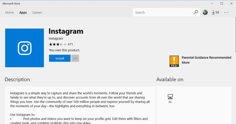 Instagram for Windows 10 updated with new features