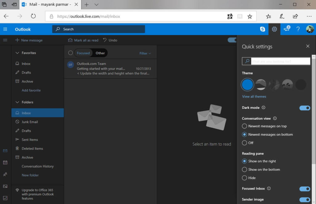 Microsoft's Outlook.com with new design and dark mode comes out of beta