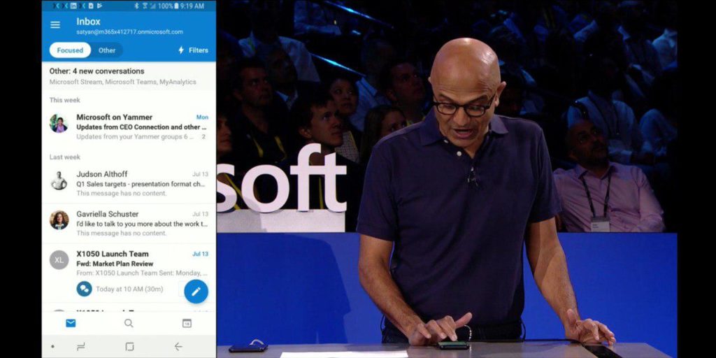 Microsoft's CEO Satya Nadella shows off apps he uses on his smartphone
