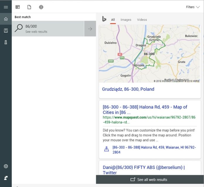 Screenshots claim Windows 10 has a search problem but it's very rare