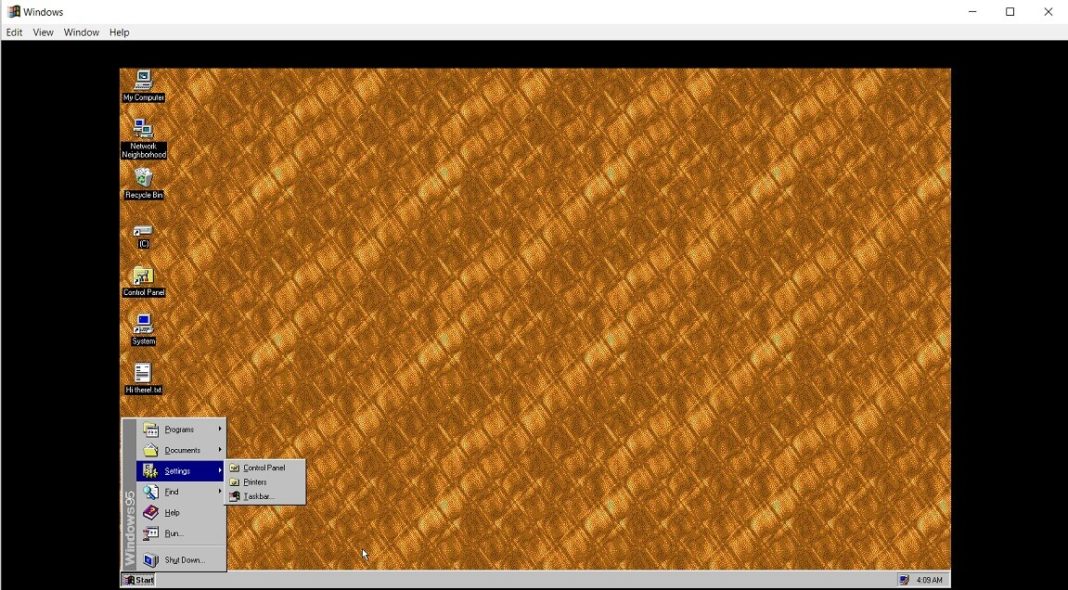 How to run Windows 95 as an app on Windows 10