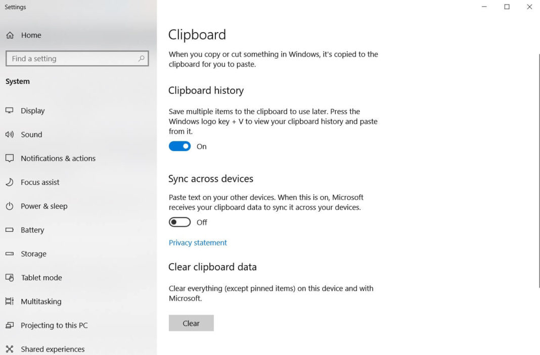How the Cloud Clipboard feature works in Windows 10 October 2018 Update