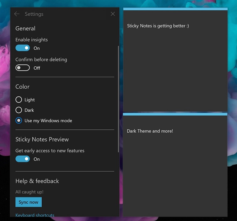 Sticky Notes for Windows 10 updated with dark theme improvements Sticky Notes for Windows 10 updated with dark theme improvements