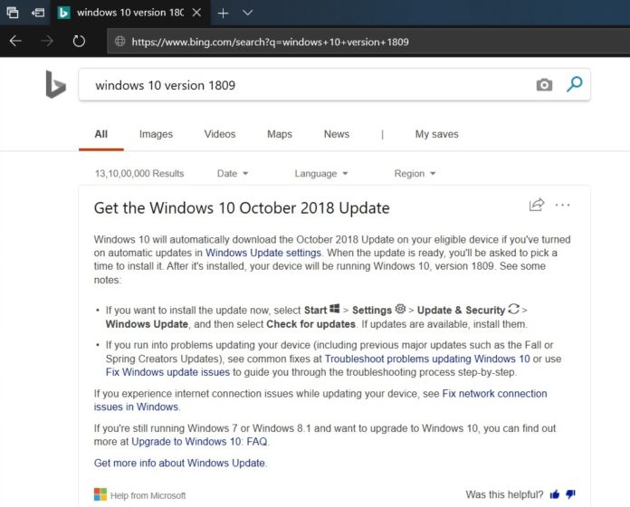 How Microsoft's Bing can answer your Windows 10 queries quickly