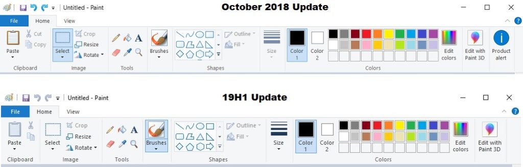 Microsoft removes product alert from Paint in Windows 10 19H1 builds