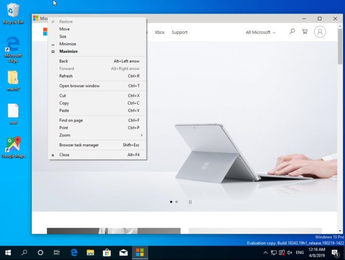 Microsoft Chromium Edge for Windows 10 has a Focus mode