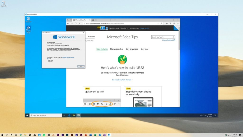 Sandbox broken in Windows 10 May 2019 Update for some Insiders