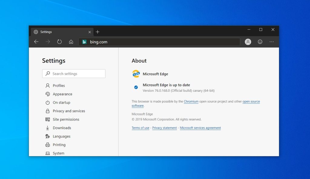 Chromium-based Microsoft Edge for Windows 10 is getting a new update