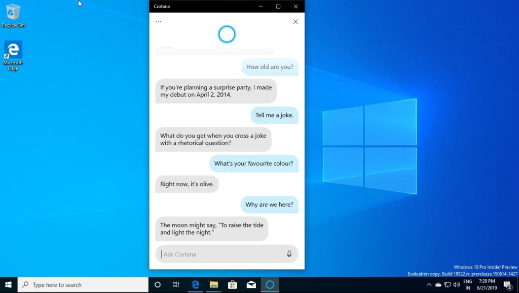 Hands-on with new Cortana experience on Windows 10 20H1