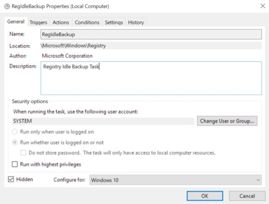 Microsoft makes changes to automatic Registry backup in Windows 10