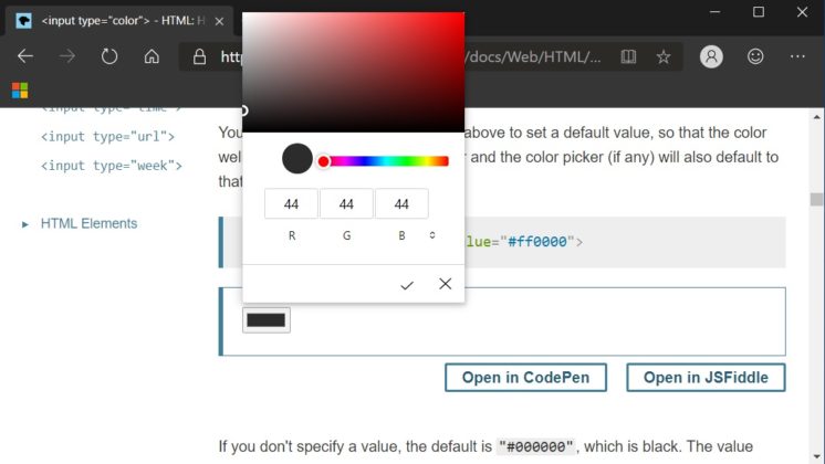 Microsoft Edge is getting a modern colour picker on Windows 10