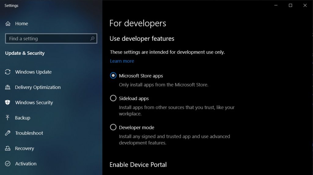 Windows 10 20H1 improves apps sideloading, adds MSIX support