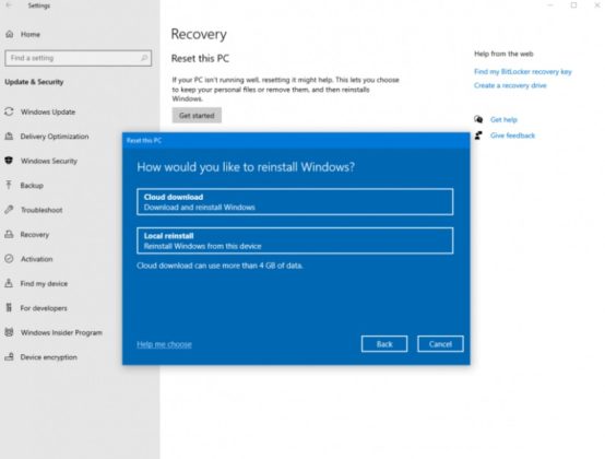 Microsoft reveals how Windows 10 Cloud recovery feature works