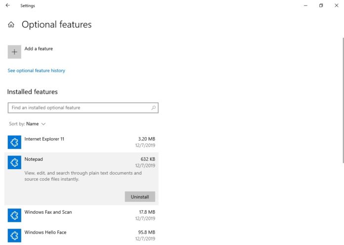 Notepad might become optional feature on Windows 10