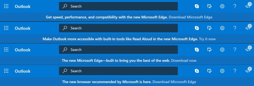Microsoft starts showing ads for Edge browser in Outlook