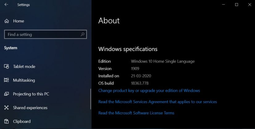 Direct Download links for Windows 10 KB4549951 (Build 18363.778)