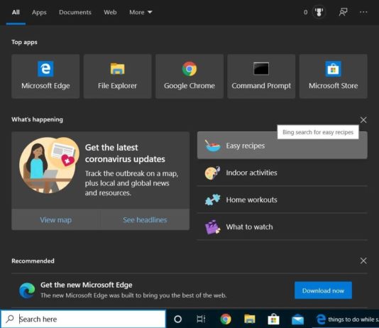 Microsoft experiment adds Bing keywords to Windows 10 Search