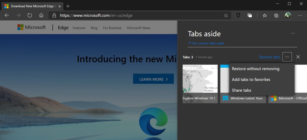 Extension brings Tab Aside feature to Google Chrome and Edge