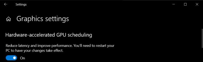 How to enable Windows 10 hardware accelerated GPU scheduling