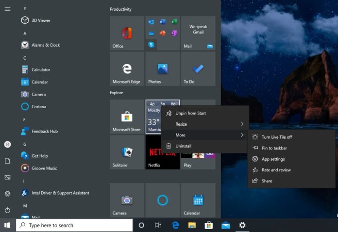 A closer look at Windows 10's new Start Menu with theme-aware tiles