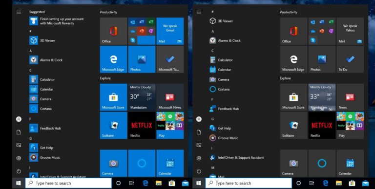 A closer look at Windows 10's new Start Menu with theme-aware tiles