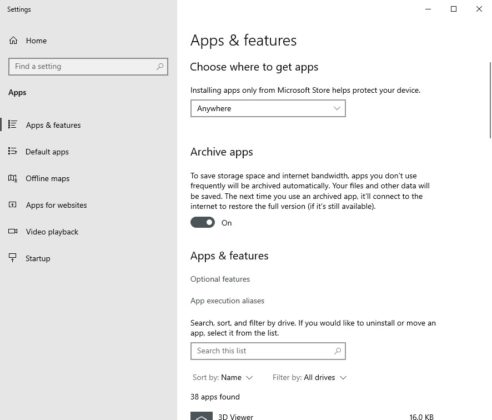 First look at new iPhone-like Archive Apps feature of Windows 10