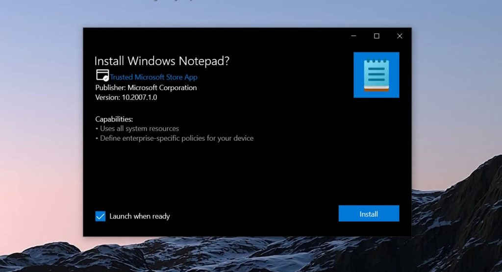 Windows 10 Notepad could still become store-updatable, separate app