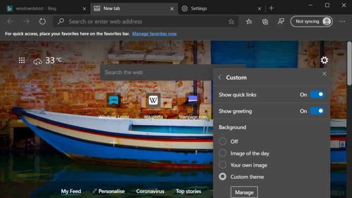 Microsoft Edge gets full page screenshot and custom themes support