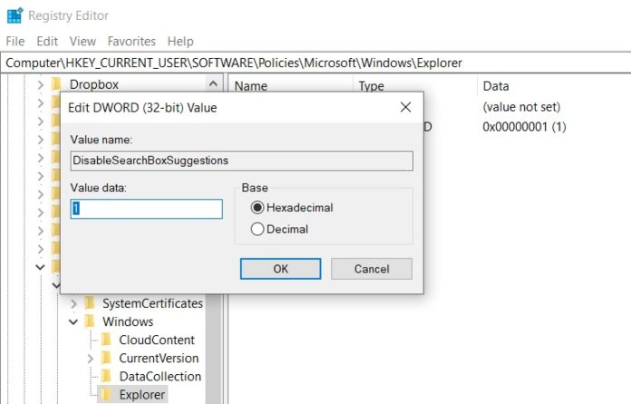 How to disable Bing search in the Windows 10 Start menu