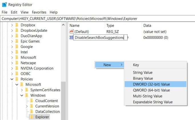 How to disable Bing search in the Windows 10 Start menu