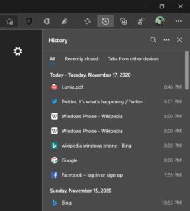 Microsoft Edge's history menu is a new feature you won't find in Chrome