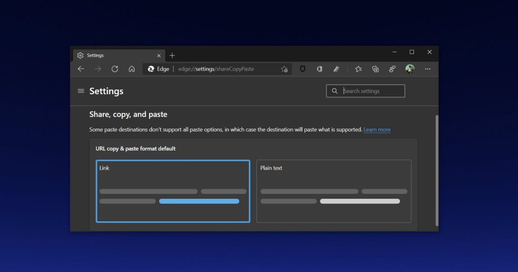 Microsoft Edge wants to change the way links are copied and pasted