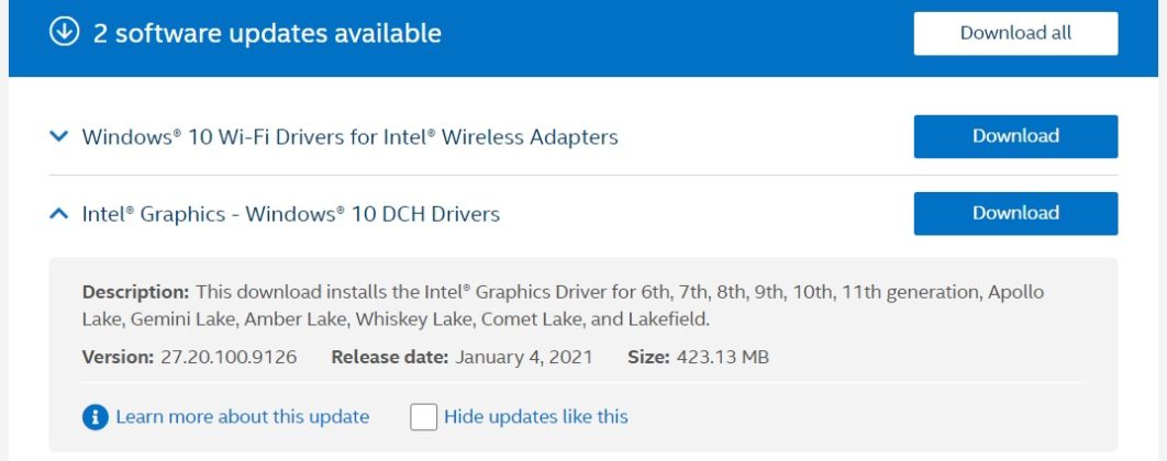 What's new in Intel's January 2021 GPU driver update for Windows 10