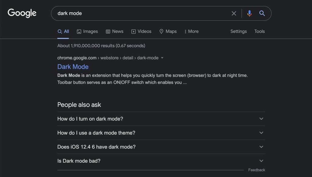 Google Search dark mode is rolling out with Windows 10 support