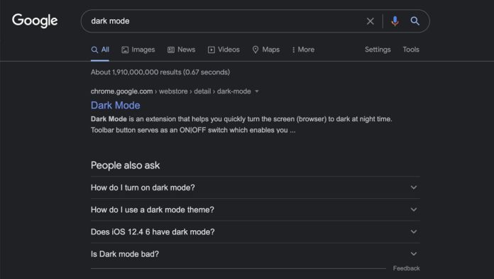 Google Search dark mode is rolling out with Windows 10 support