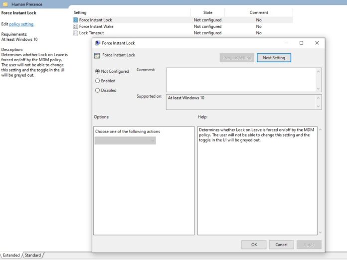 Windows 10 21H2 comes with new controls for human presence feature