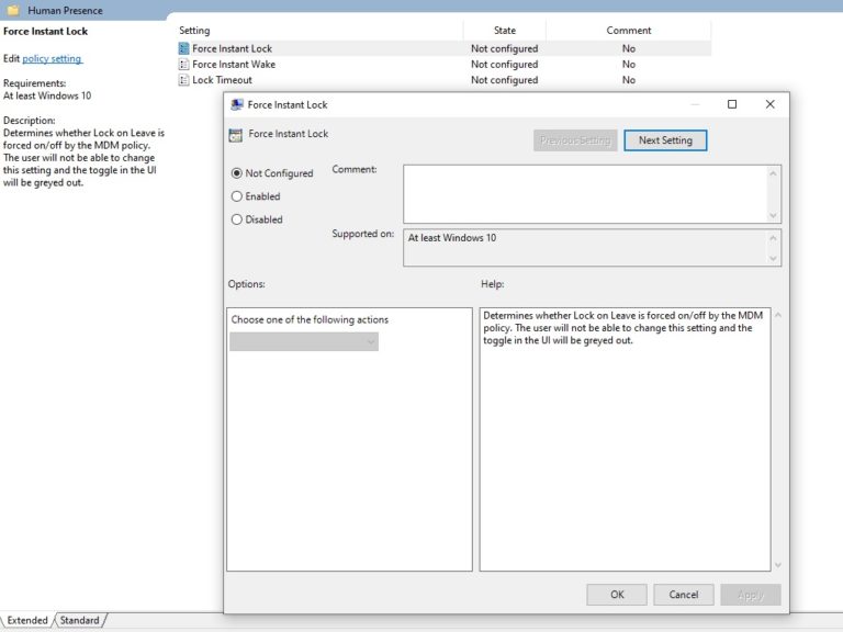 Windows 10 21H2 comes with new controls for human presence feature
