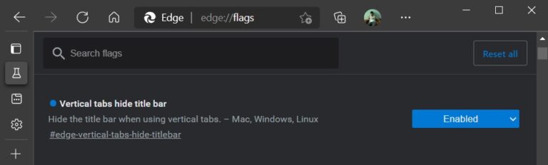 Microsoft Edge now lets you stack tabs vertically without title bar