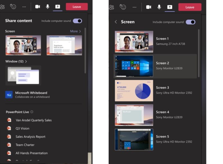 Microsoft Teams new in-meeting share UI now available on Windows, macOS