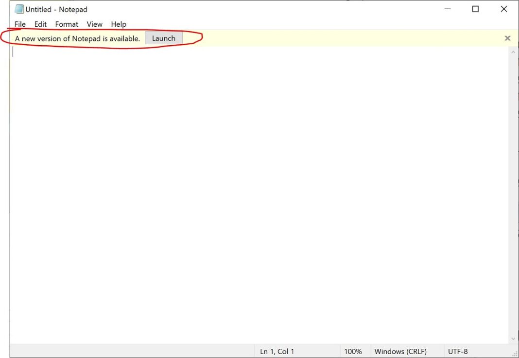 Windows 10 Notepad will display alerts when you're running an old version