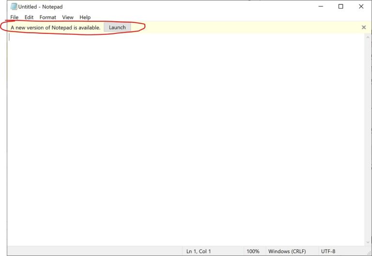 Windows 10 Notepad will display alerts when you're running an old version