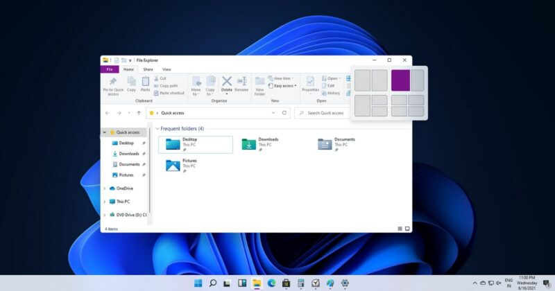 Our first look at Windows 11 new window snapping feature