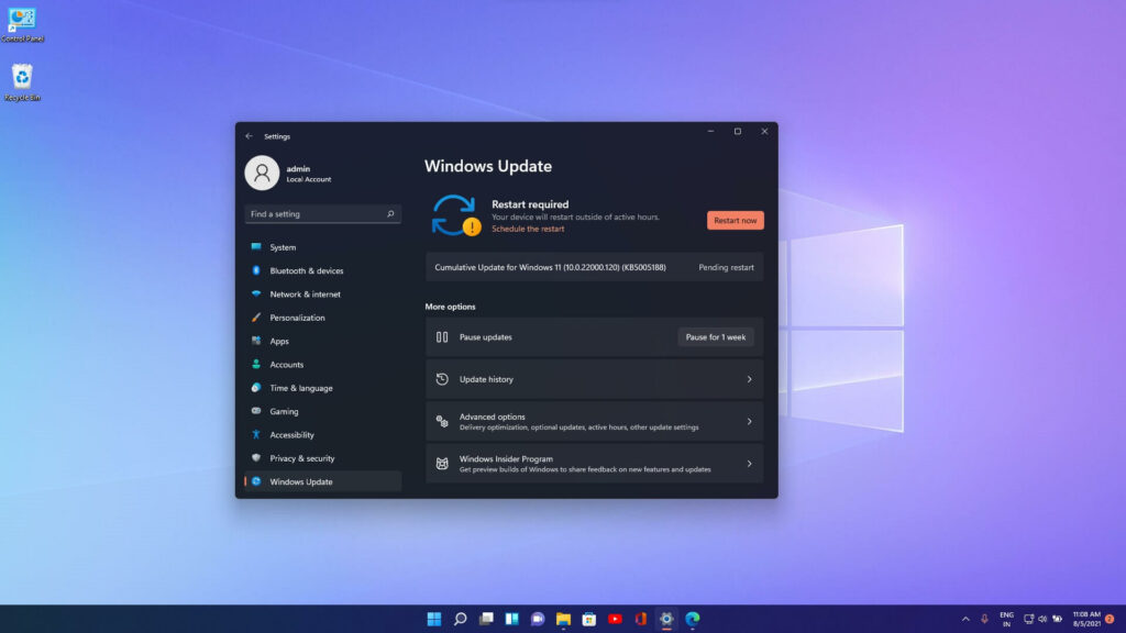 Windows 11 Build 22000.120 (KB5005188) comes with compact menu