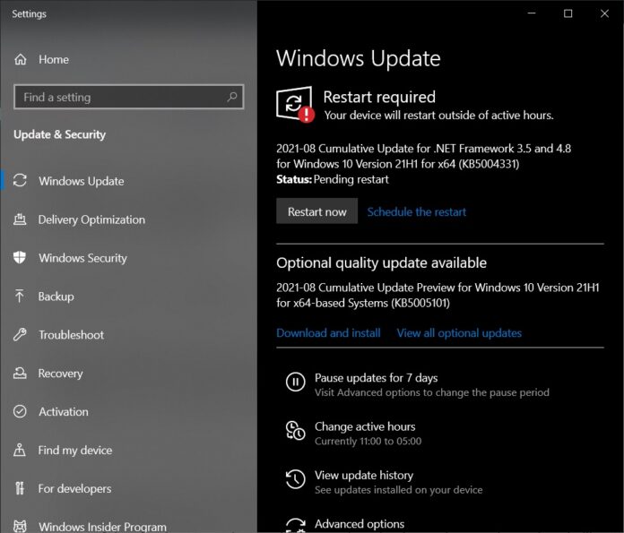 Windows 10 KB5005101 fixes critical issues in version 21H1 and older
